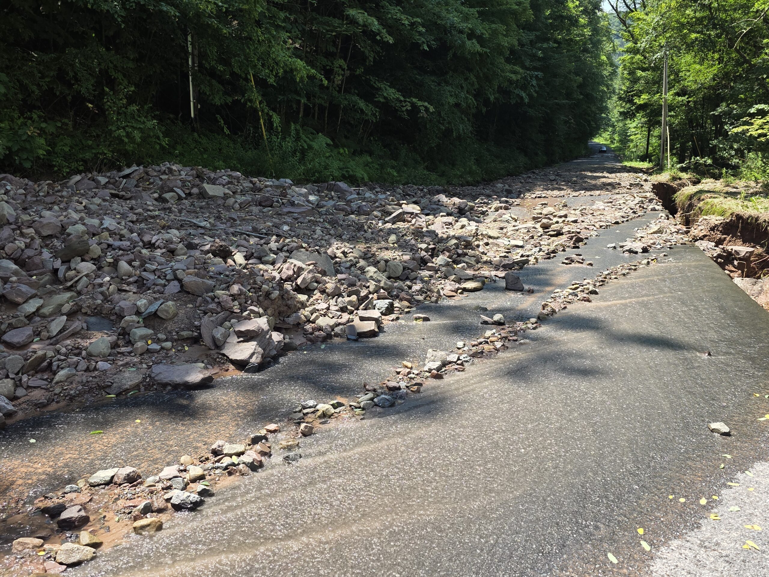 A massive rock slide shut down Main Street in Sonestown, causing ...